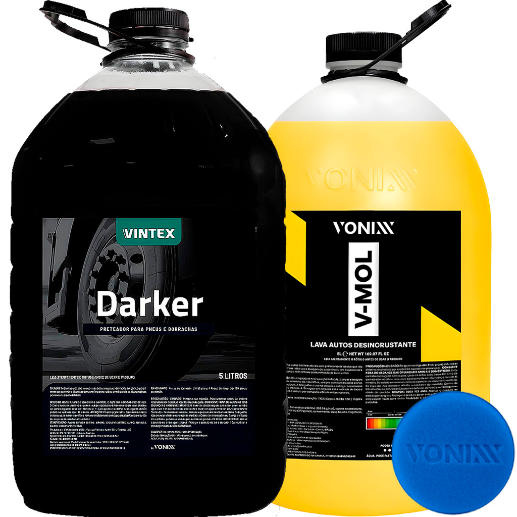 V-Mol Shampoo Auto Limpeza Pesada + Pretinho Darker 5L Vonix | Shopee ...