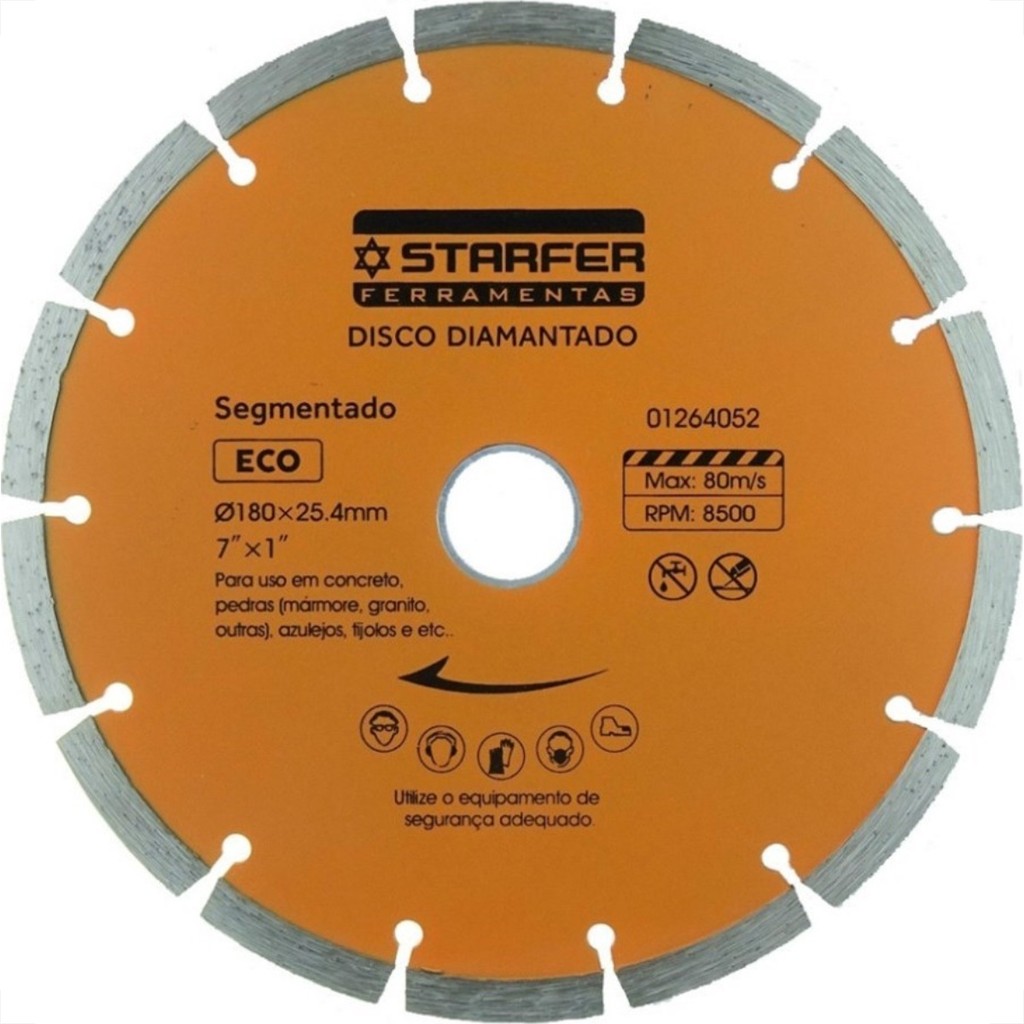 Disco Diamantado Starfer Segmentado 180Mm Seco/Agua | Shopee Brasil