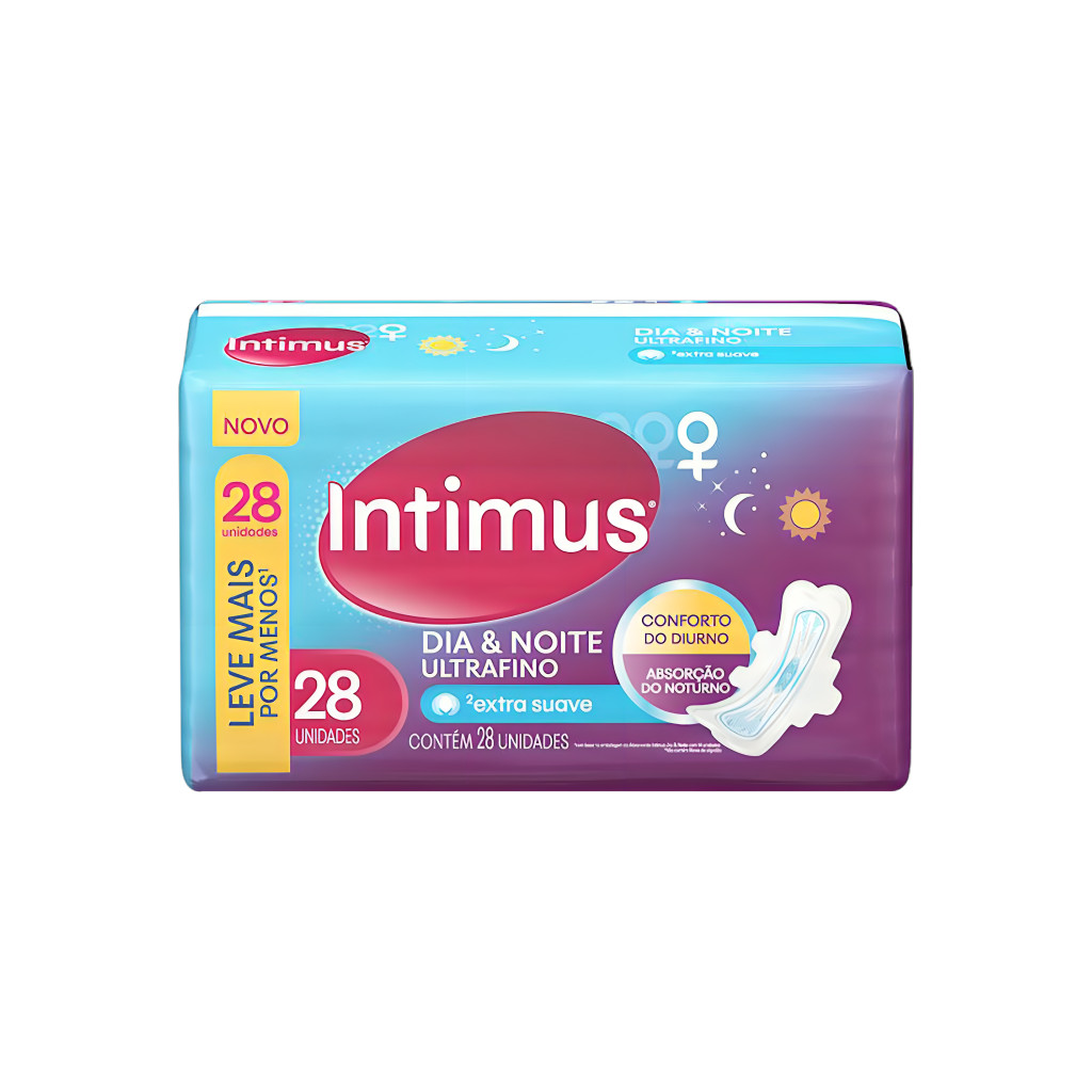 Absorvente com Abas Dia e Noite Ultrafino Extra Suave Intimus - Pacote ...