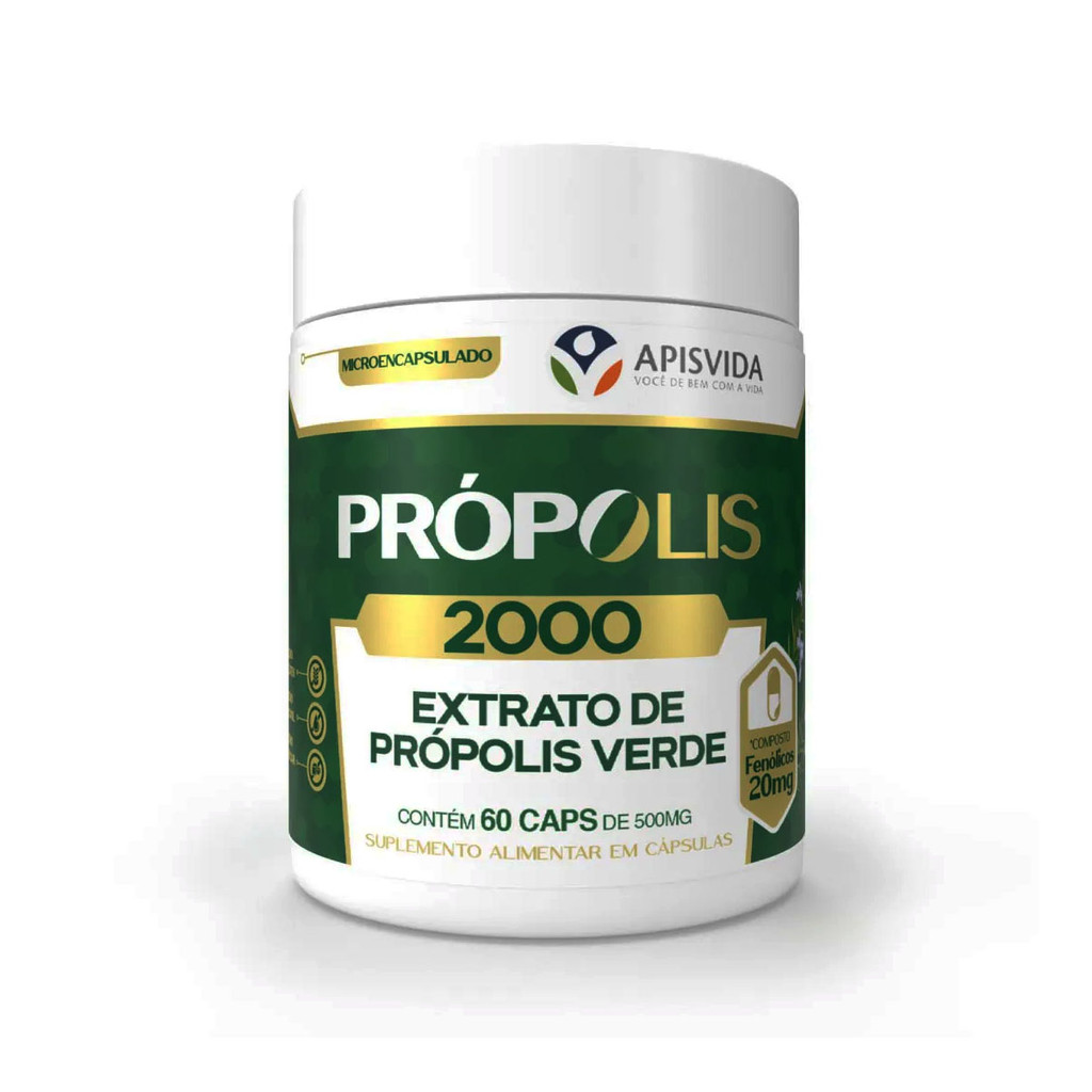 Própolis 2000 Extrato De Própolis Verde Apis Vida 60 Cápsulas | Shopee ...