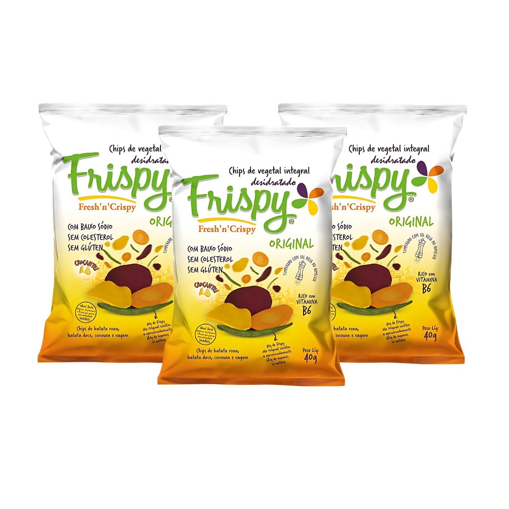 Chips Snack Mix Vegetais Batata Cenoura Vagem Vegano Sem Glúten Frispy ...