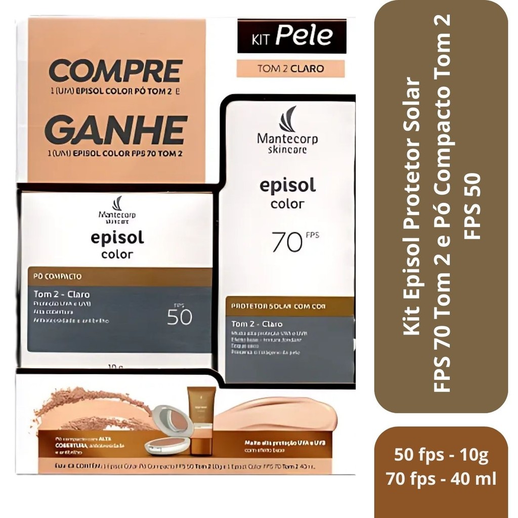 Kit Episol Color Protetor Solar FPS 70 Tom 2 Pó Tom 2 FPS 50 | Shopee ...