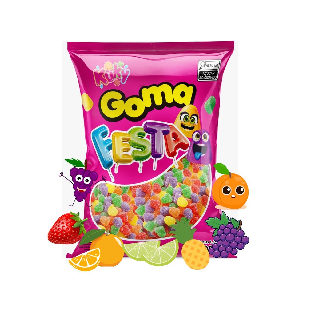 BALA DE GOMA FESTA JUJUBA AÇUCARADA SORTIDA 500G KUKY | Shopee Brasil