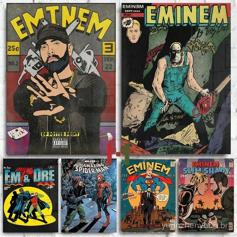 Rapper Cantor Eminem Capas de Quadrinhos Pôster Impressão em Tela ...