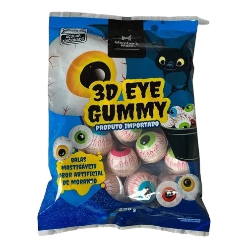 Bala Mastigável Olhos 3D Gelatina Morango Halloween 250g | Shopee Brasil