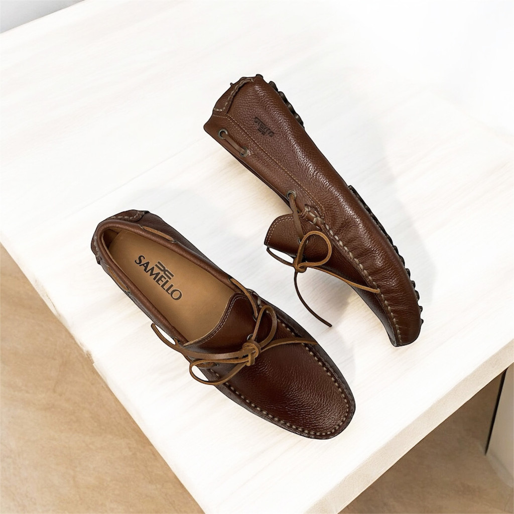 Sapato Samello Drive Goa Mocassim Loafer Couro Floater Marrom Conhaque ...