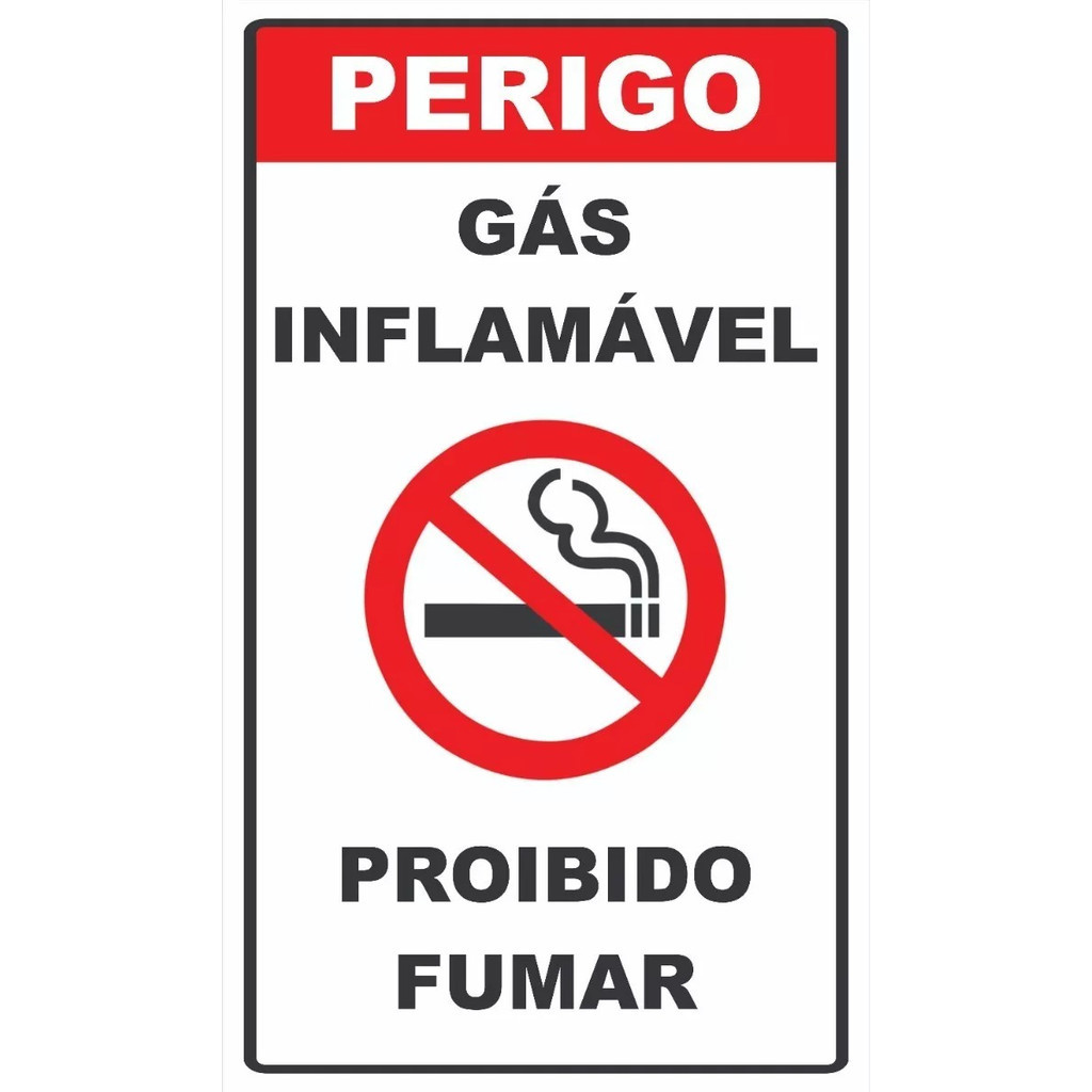 ADESIVO Sinalização Gás Inflamável Proibido Fumar 20x25cm | Shopee Brasil