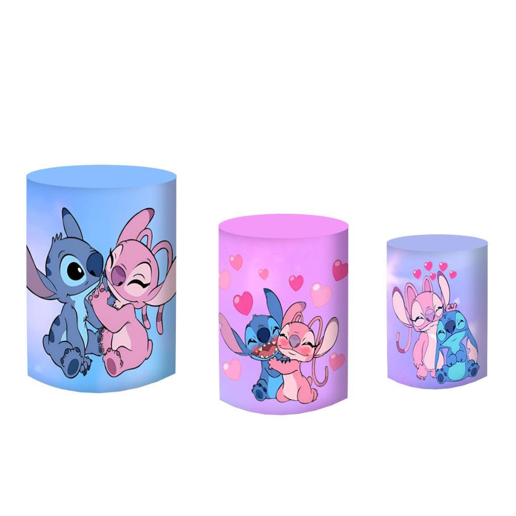 trio cilindros lilo stich rosa roxo azul angel stitch | Shopee Brasil