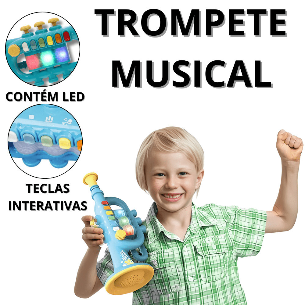 Trompete Infantil Brinquedo Instrumento Musical Para Bebê Instrumentos Musicais Infantis ...