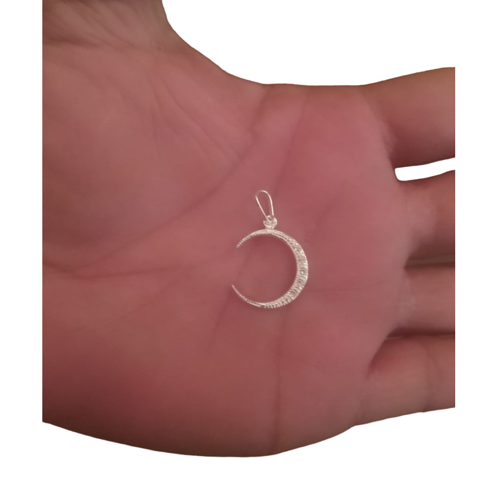 Pingente Lua Crescente Com Pedras De Zircônia de Prata 925 | Shopee Brasil
