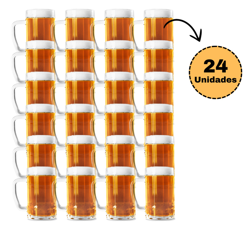 Kit 24 Caneca de Chopp e Cerveja Vidro 400 ml | Shopee Brasil