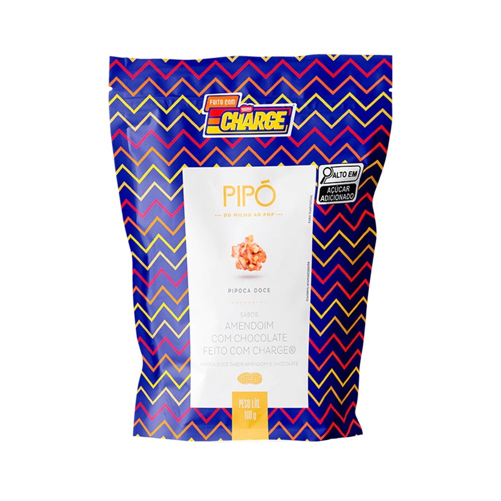 Pipó Pipoca Gourmet Doce Charge Sabor Amendoim e Chocolate 100g ...
