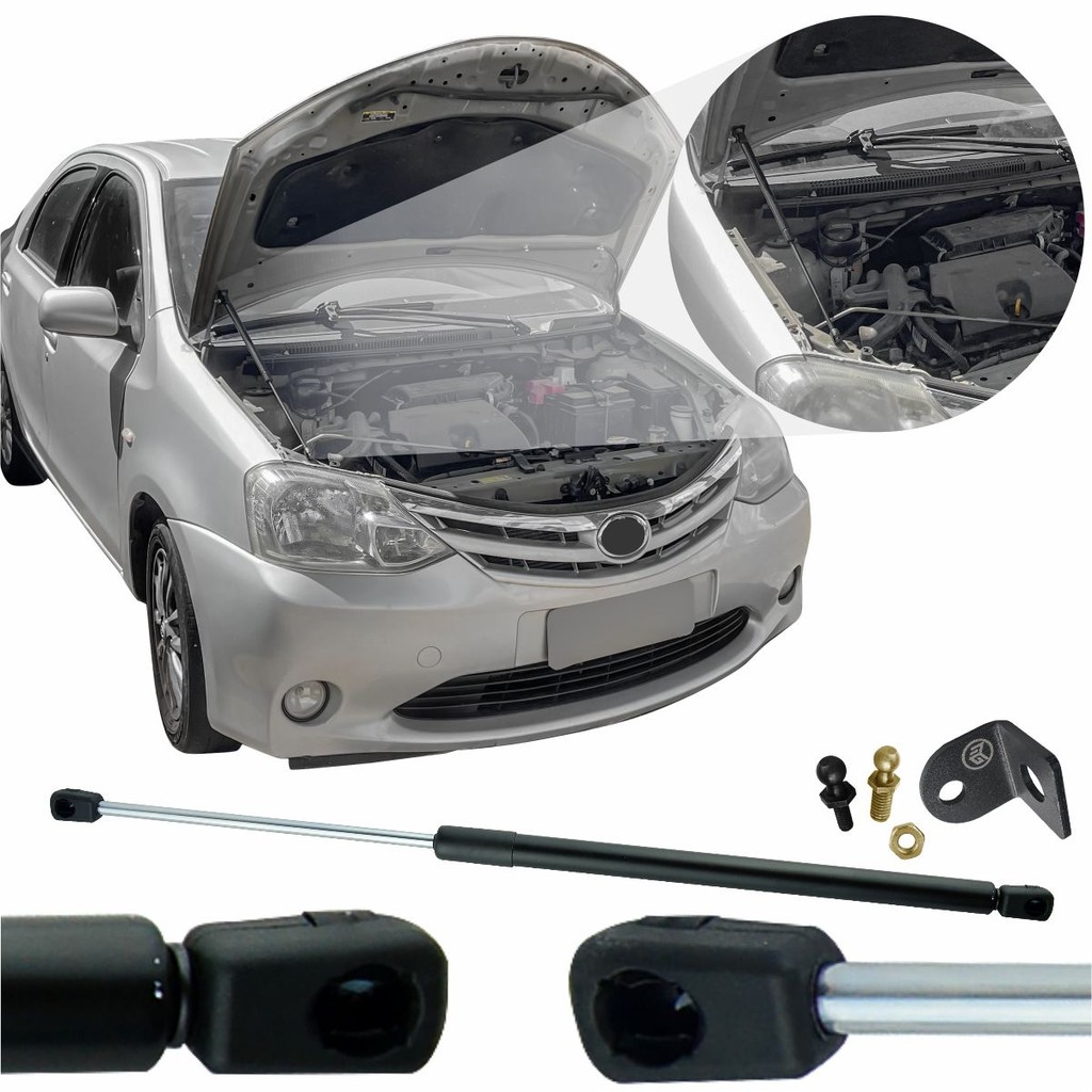 Kit Adaptação Amortecedor Capô Toyota Etios 2013 a 2019 Elimina Vareta ...
