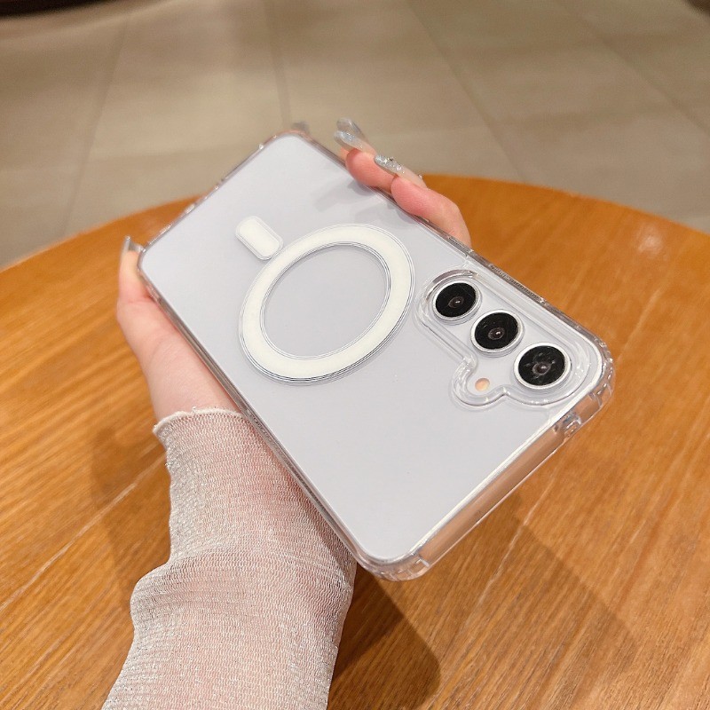 Capa De Telefone Transparente Magnética À Prova De Choque Para Samsung A06 A16 A15 A25 A35 A55 ...