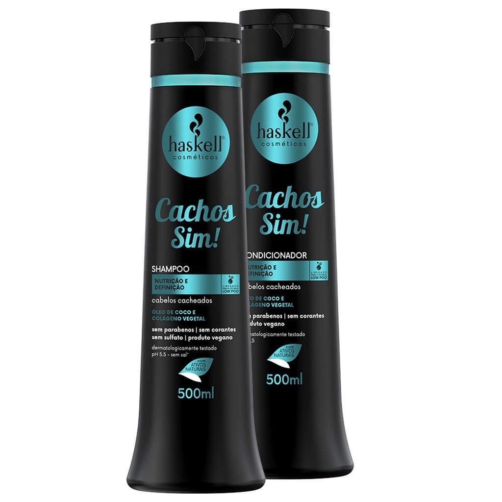 Kit Haskell Cachos Sim Shampoo Condicionador 500ml | Shopee Brasil