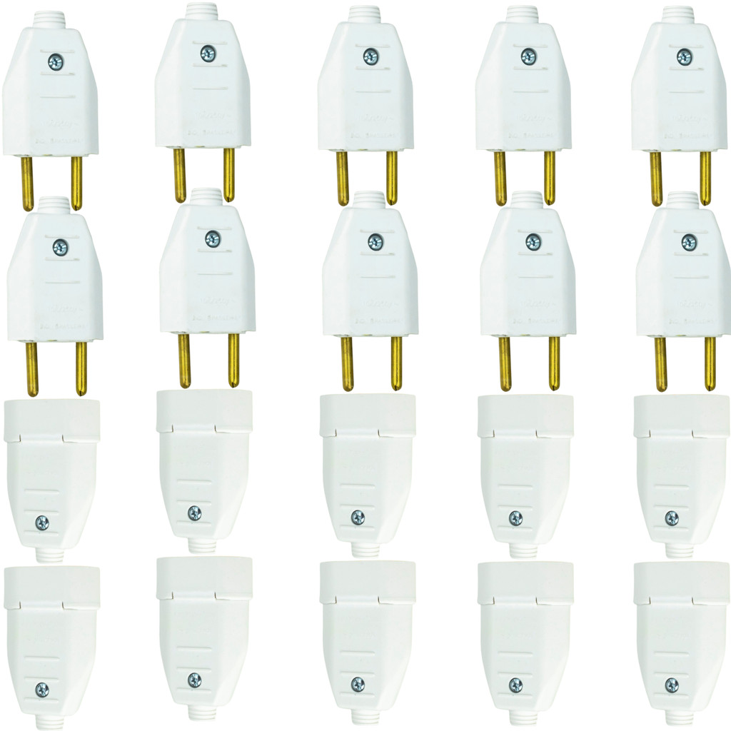 Kit 10 Plugue Macho 10 Plugue Fêmea Adaptador 2P 10A 250V | Shopee Brasil