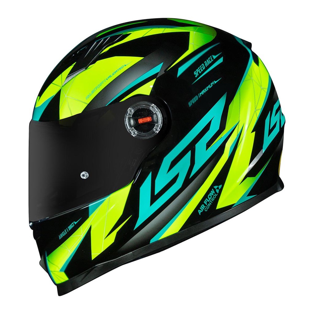 Capacete LS2 FF358 Draze Preto Amarelo e Verde | Shopee Brasil