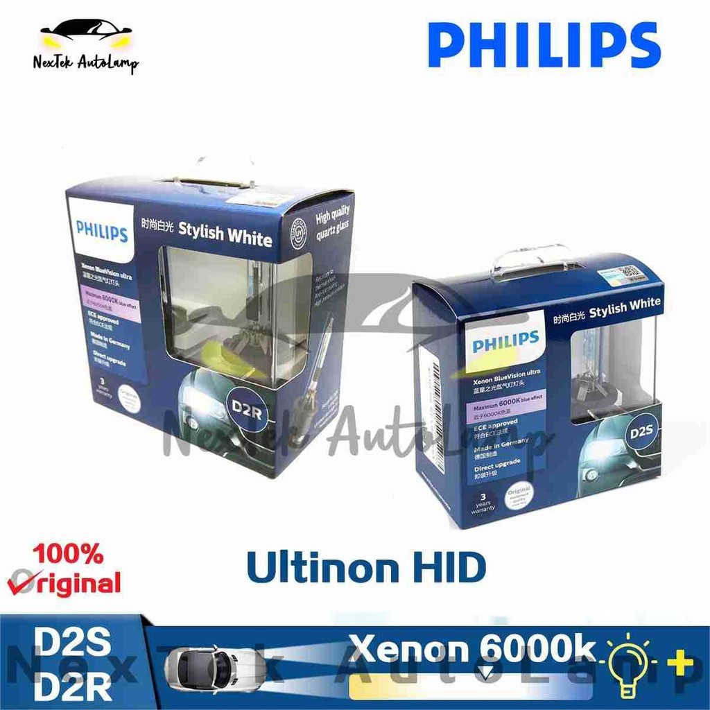 Philips Xenon BlueVision Ultra D2S D2R 35W 6000K Luz Branca Fria Farol ...
