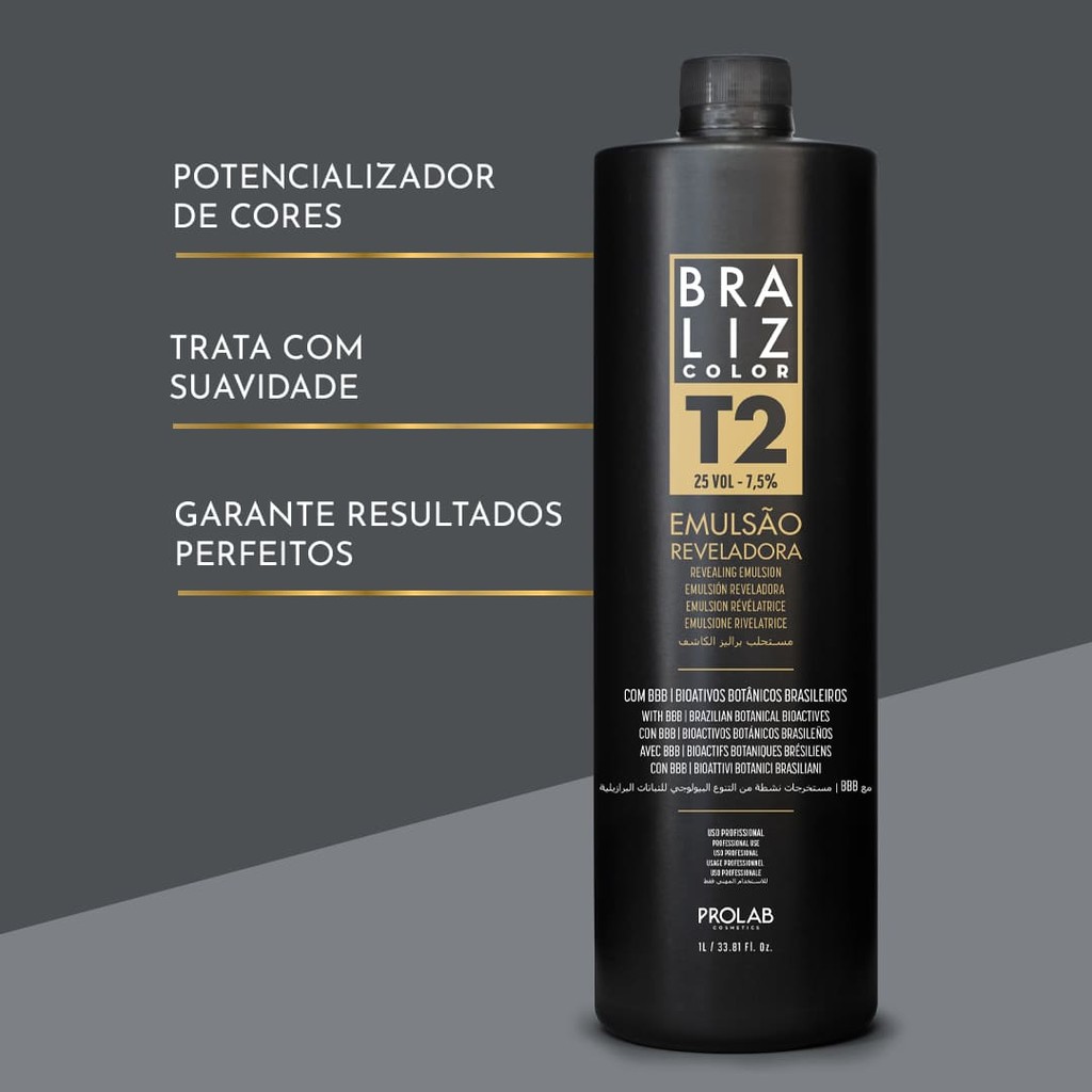 Braliz T2 - Emulsão Reveladora 1L | 25 Volumes | Shopee Brasil