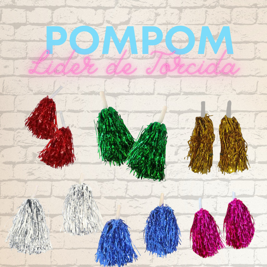 Pompom Metalizado C/ 1, 2, 6 e 10 Pares, Lider de Torcida, Celebração ...