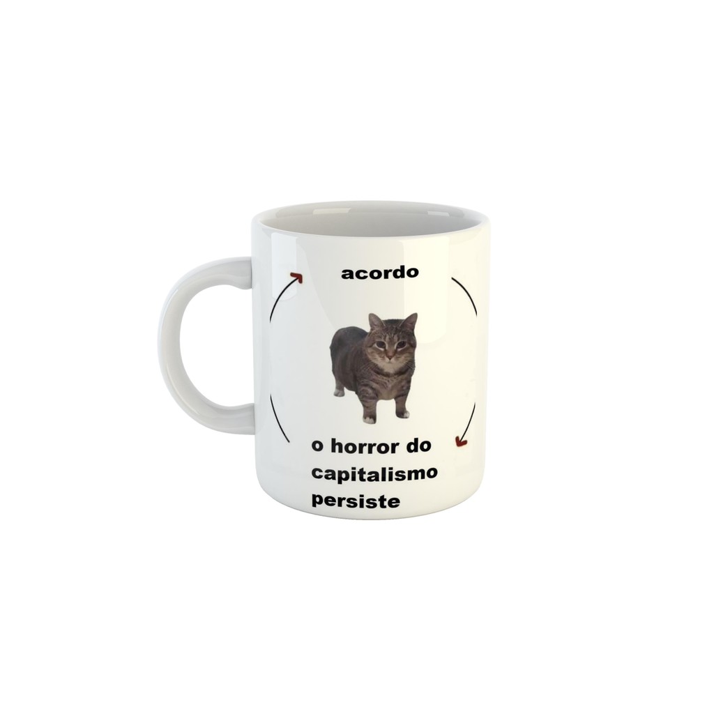 Caneca Meme Gatinho revoltado com o Capitalismo | Shopee Brasil
