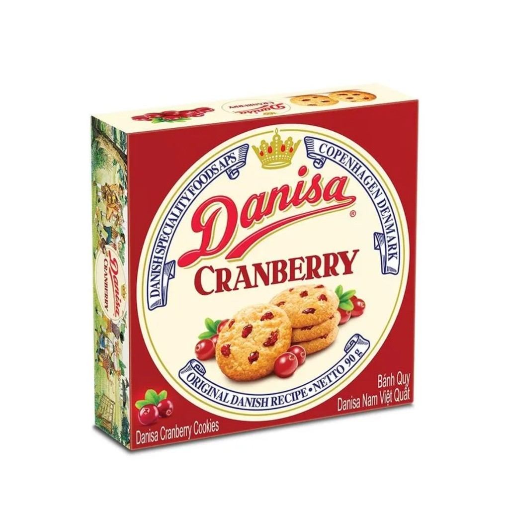 Biscoitos Cookies Danisa Amanteigados Sabor Cranberry - 90 gramas ...