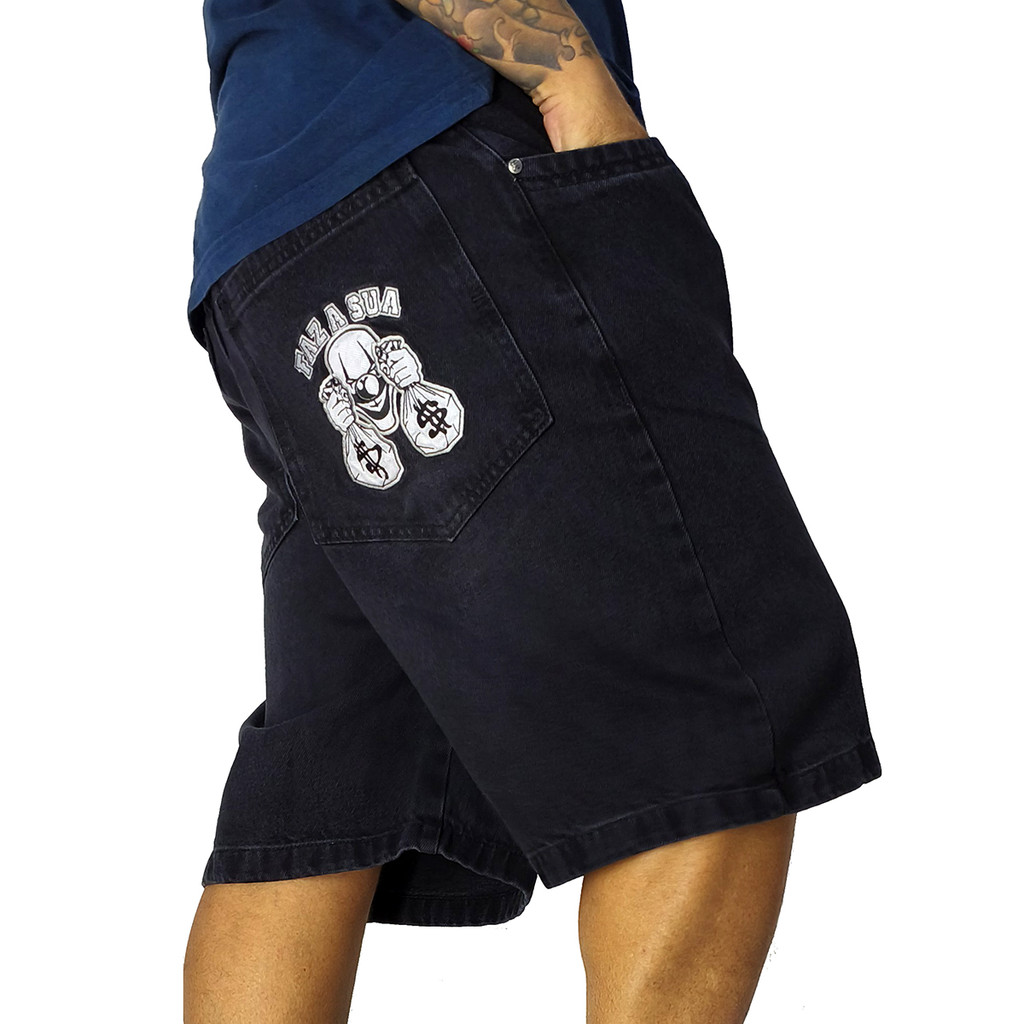 Bermuda Jeans Brothas And Cash Palhaço Faz Sua BRO-246 Preto | Shopee ...