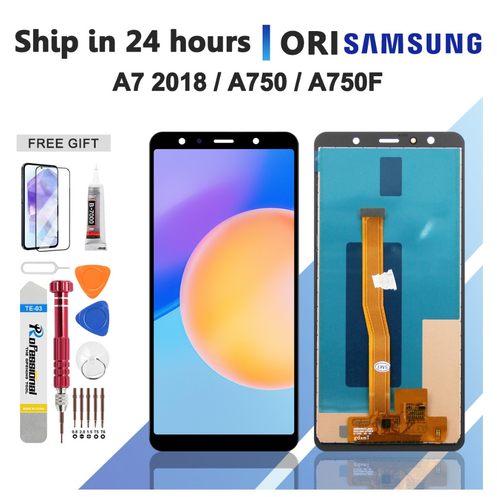 LCD ORIGINAL SAMSUNG A7 2018/A750/A750F/A750FN/A750G/A750GN DS ...