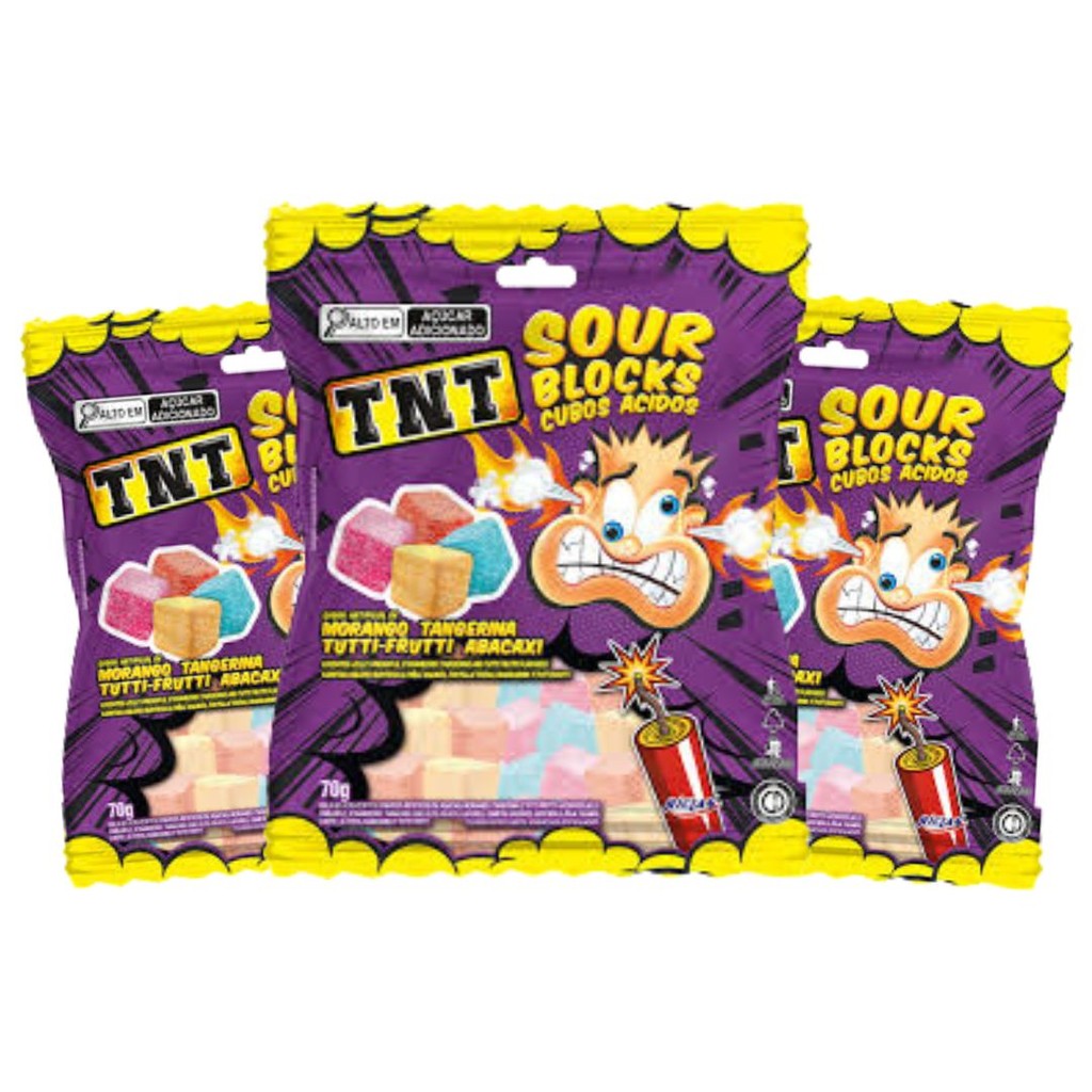 Bala de Goma TNT Sour Blocks 6 Unidades | Shopee Brasil