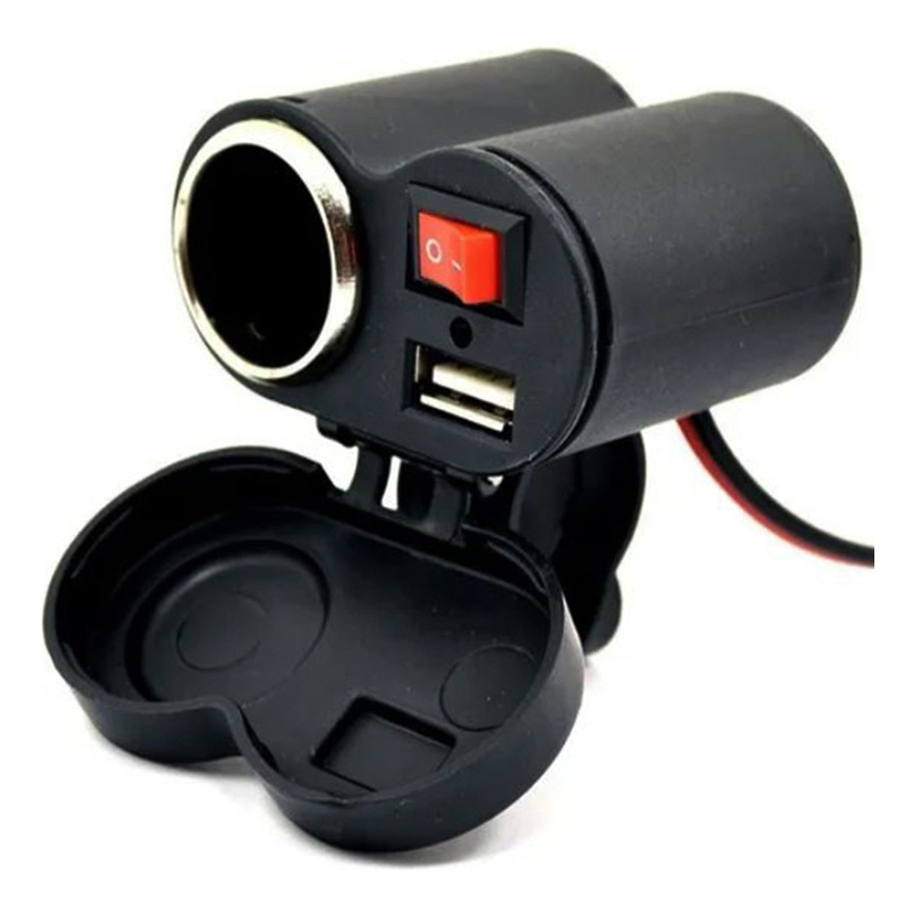 Tomada USB e Acendedor Veicular com Interruptor - Ideal para Motos e ...