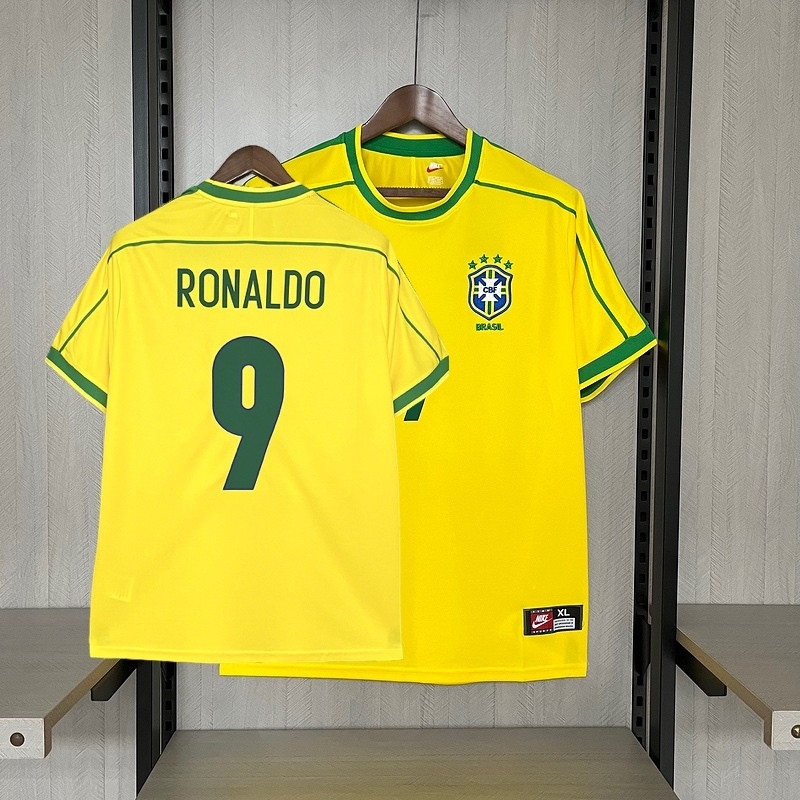 Camisa Retro Personalizada Ronaldo de 1998 - Amarela HYUT | Shopee Brasil