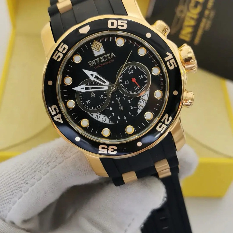 Relógio Invicta 6981 Pro Diver Scuba Banhado a Ouro Preto com Ouro 18k ...
