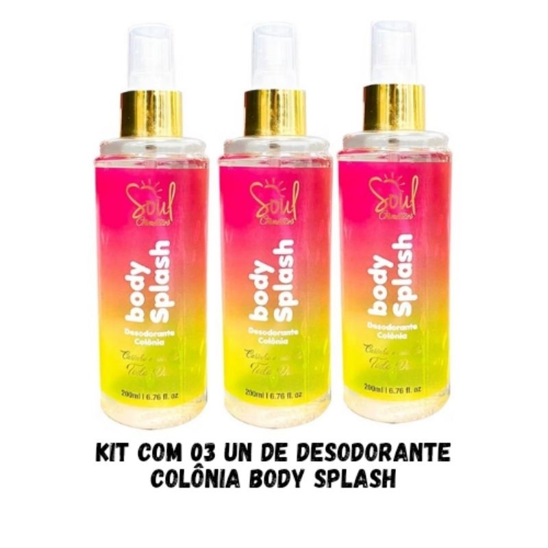 Kit com 03 UN de Desodorante Colonia Body Splash - Soul Cosmeticos - 200ml | Shopee Brasil