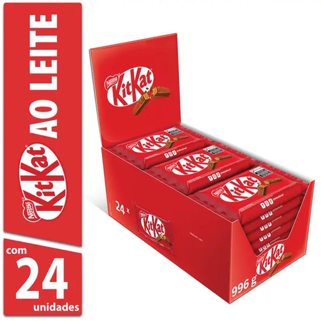 Caixa de Chocolates Kit Kat ao Leite Nestlé 24 unidades de 41,5g cada ...