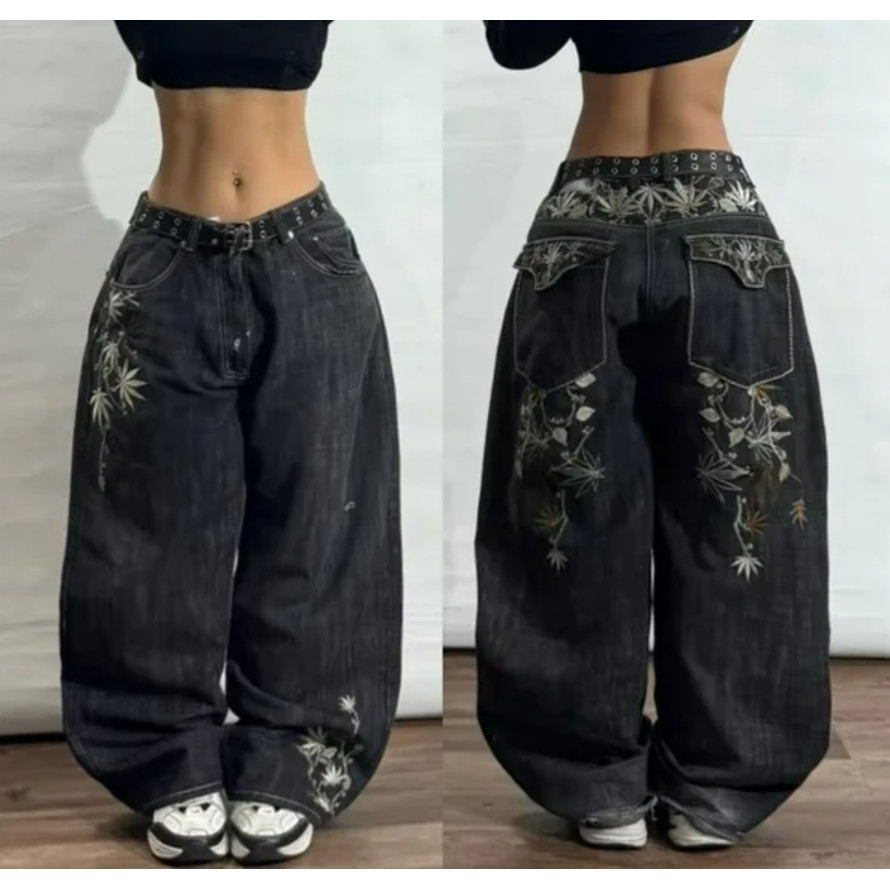 Y2K Moda Nova Feminina Carta Impressão Baggy Jeans Streetwear Vintage ...
