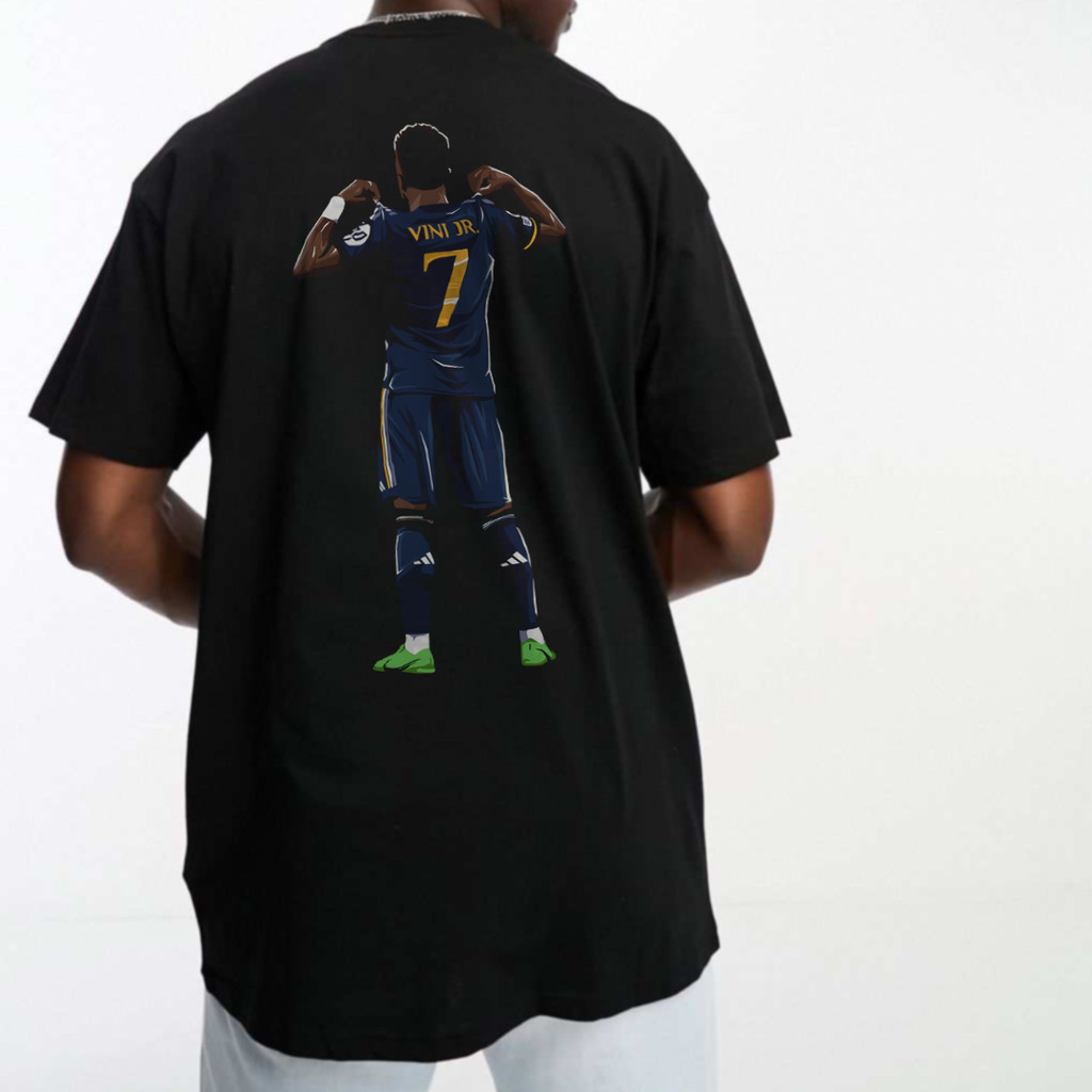 Camiseta Vinicius JR Oversized Unissex Estampa VINI JR Cor Preta e ...