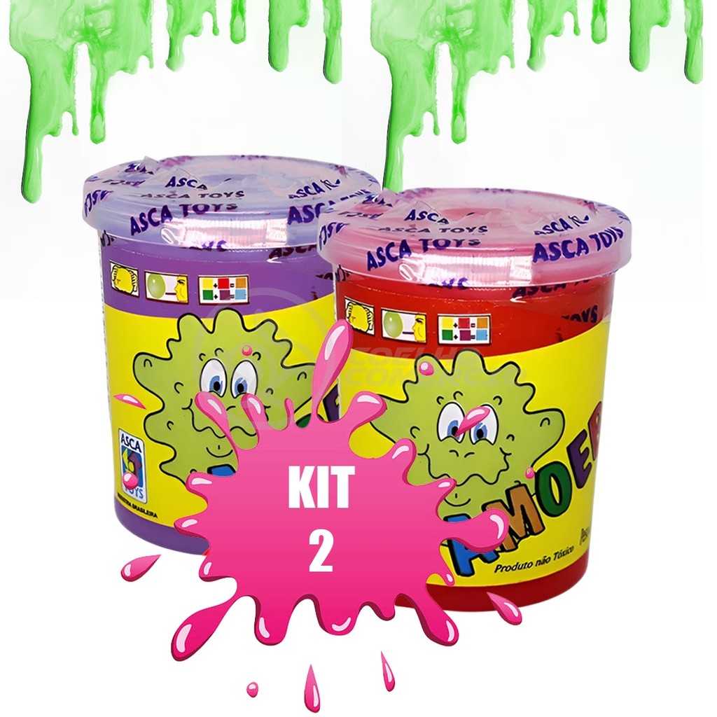 KIT 2 Potes de Amoeba de 110g Massinha Colorida Brinquedo Infantil ...