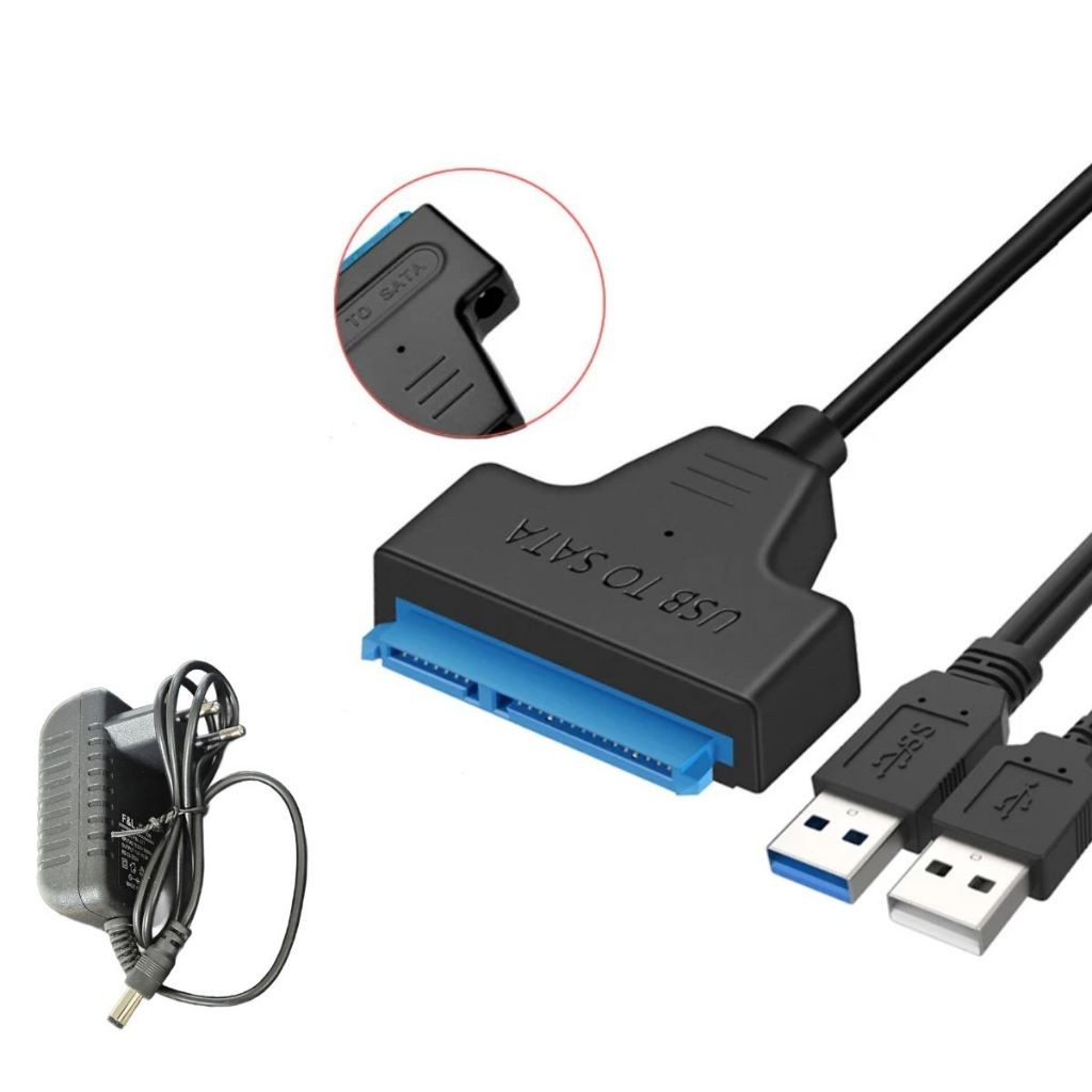 Adaptador Conversor USB 2.0 e 3.0 Para Sata 22Pin 2.5" HDD com Fonte de ...
