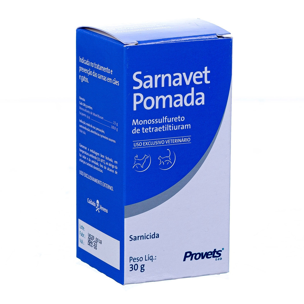 Pomada Sarnas e Micoses Cães e Gatos Sarnavet Provets Simões 30g ...