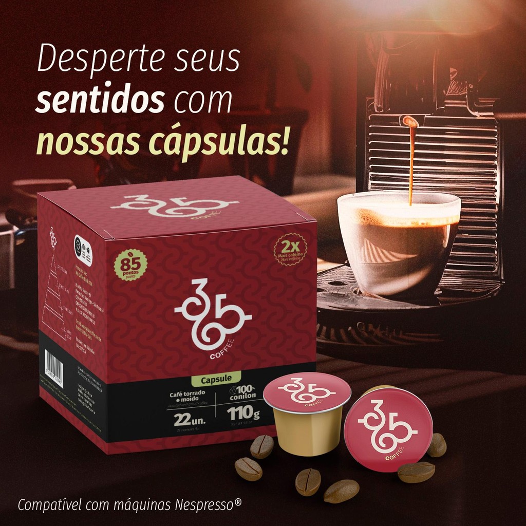 Cápsulas Café Especial - 365 Coffee - Caixa com 22 unidades | Shopee Brasil