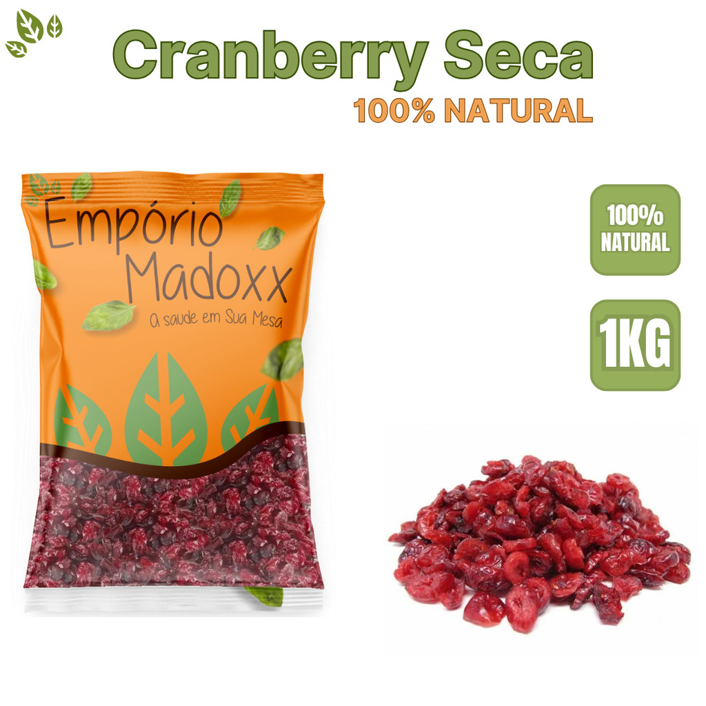 Fruta Cranberry Desidratada Seca sem Conservantes 100% Natural - 1KG ...