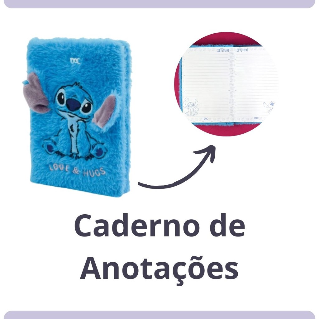 Kit Material Escolar Stitch Caderno Colegial e Anotações Pelúcia e ...