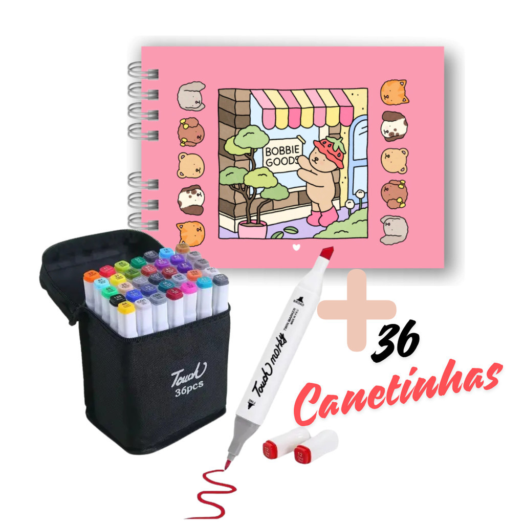 Livro de Colorir Bobbie Goods 50 Folhas 180gr Caderno de Desenho Bob ...