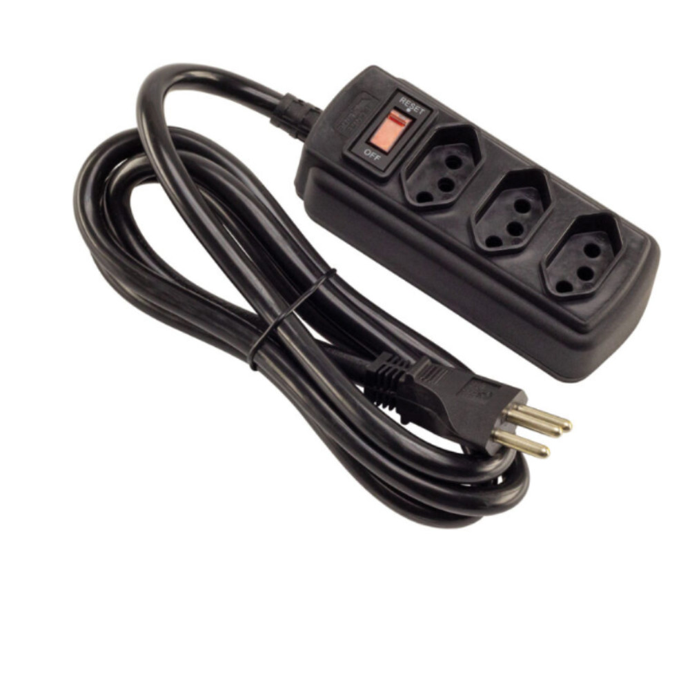 FILTRO DE LINHA 3 TOMADAS 1,5 Metro 20A PRETO Forceline | Shopee Brasil