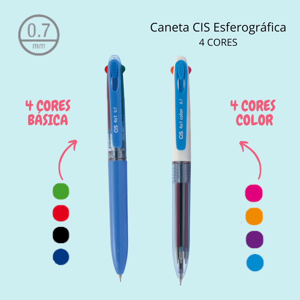 Caneta CIS Esferográfica 4X1 - com Clip - 4 cores | Shopee Brasil
