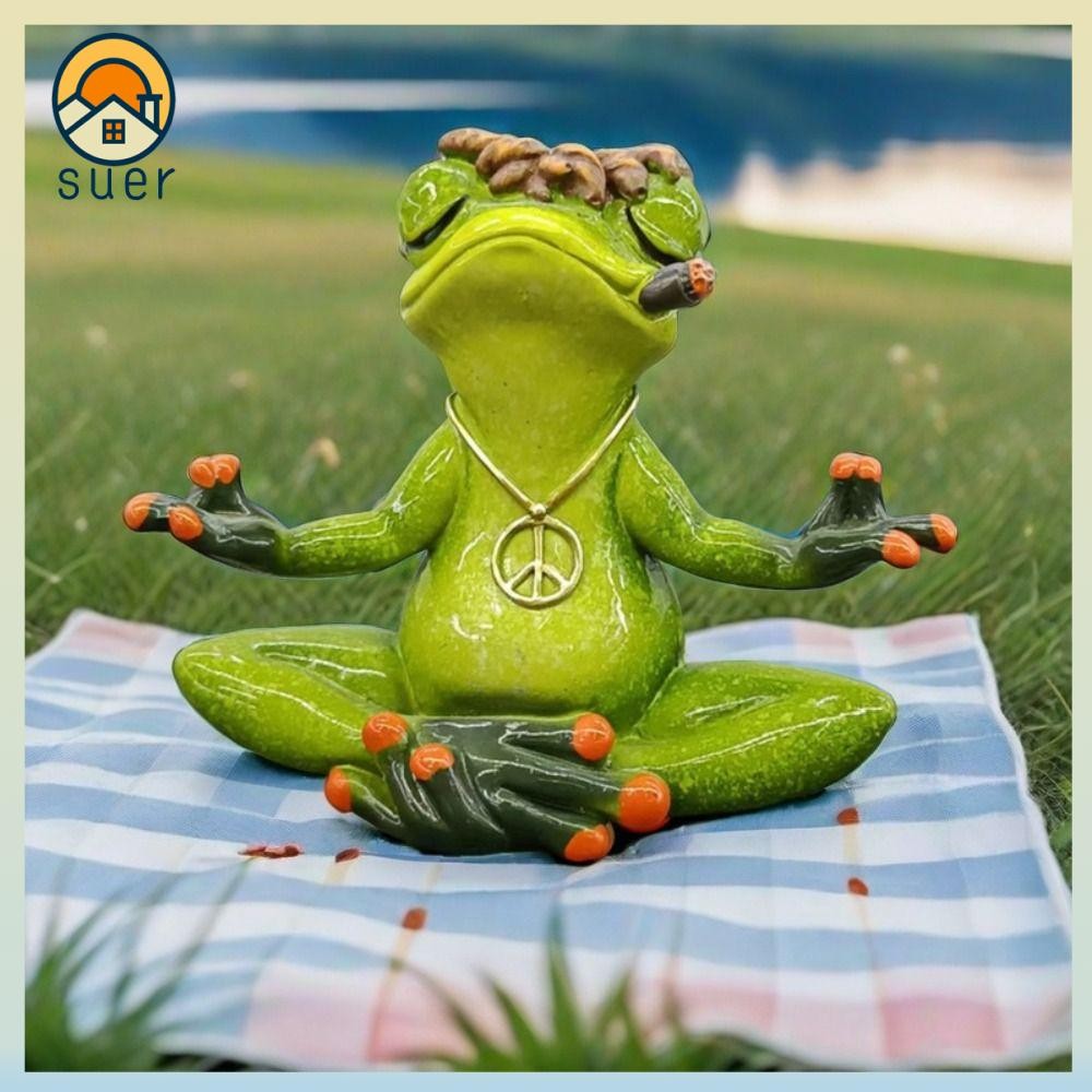 Estatuetas De Sapo Zen SUEBR , Escultura Verde , Mesa De Ornamentos De ...