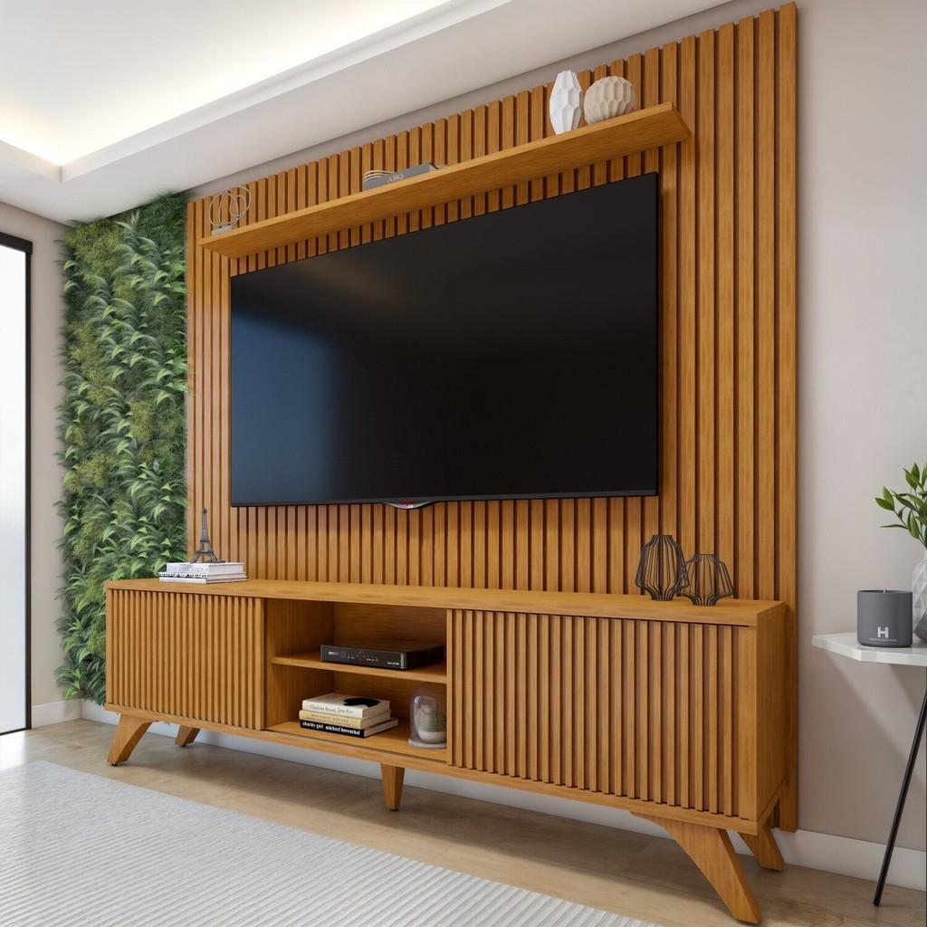 Conjunto Rack Gaia 218cm com Painel Ripado para Tv de até 75 Polegadas Paris Naturalle | Shopee ...