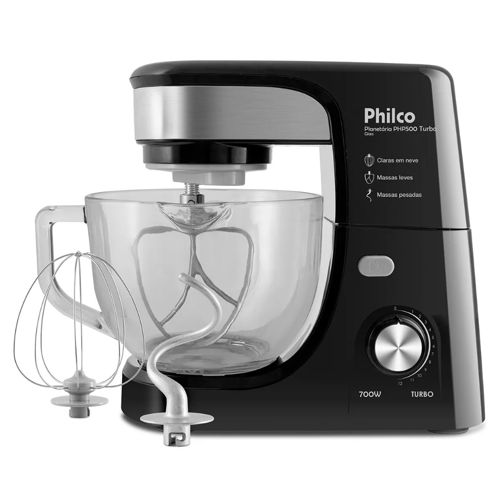 Batedeira Planetária Philco PHP500P Turbo Glass Preta 700W | Shopee Brasil