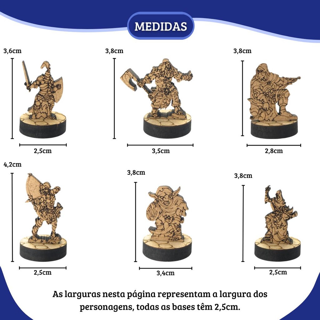 Kit 6 Miniaturas Heróis Personagens Rpg De Mesa D&d Mdf | Shopee Brasil
