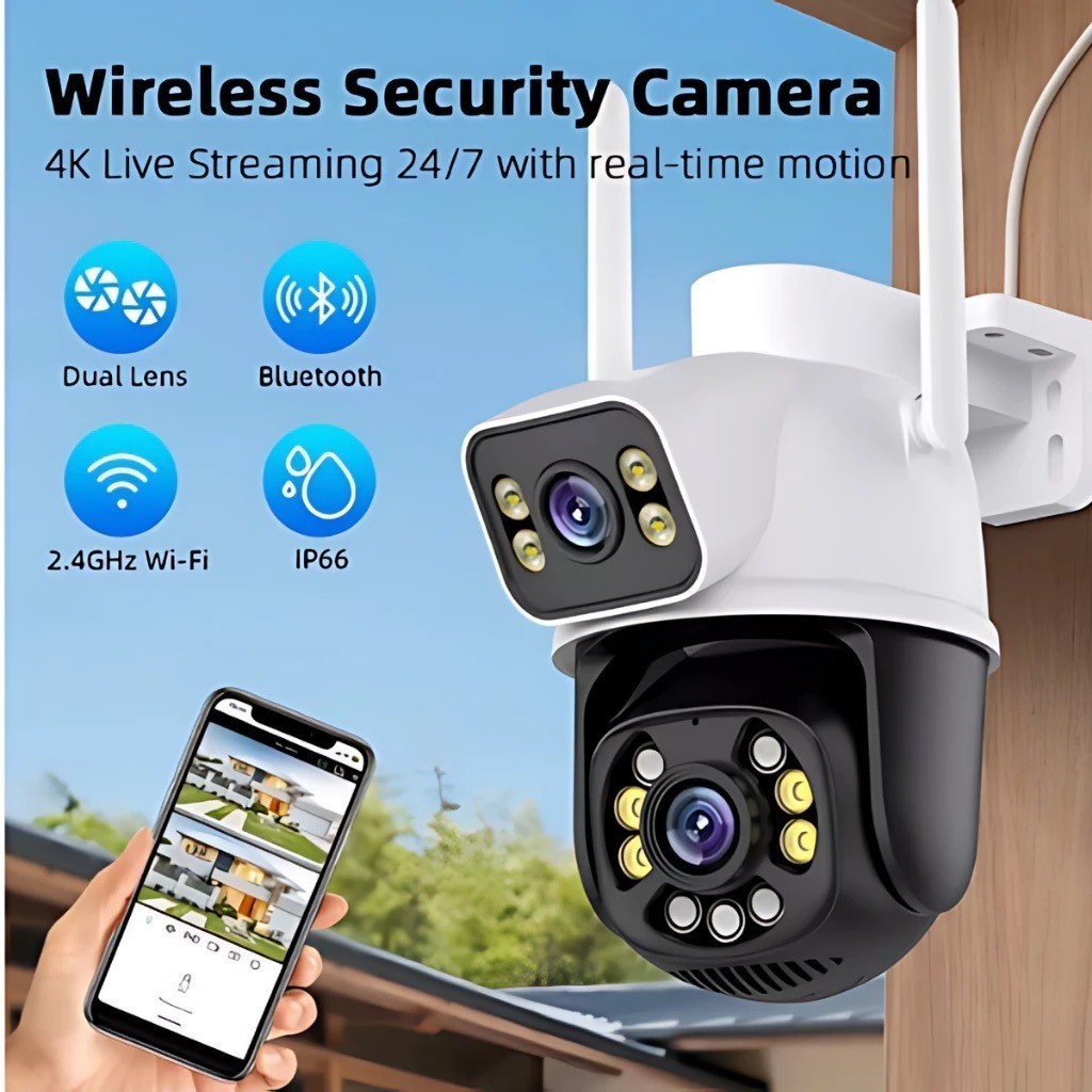 Camera Segurança Externa Lente Dupla Rastreamento Zoom A28b Wi-Fi Smart ...